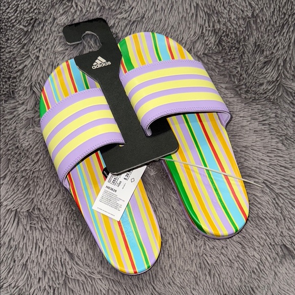 adidas | Shoes | Adidas Multicolor Striped Slides | Poshmark
